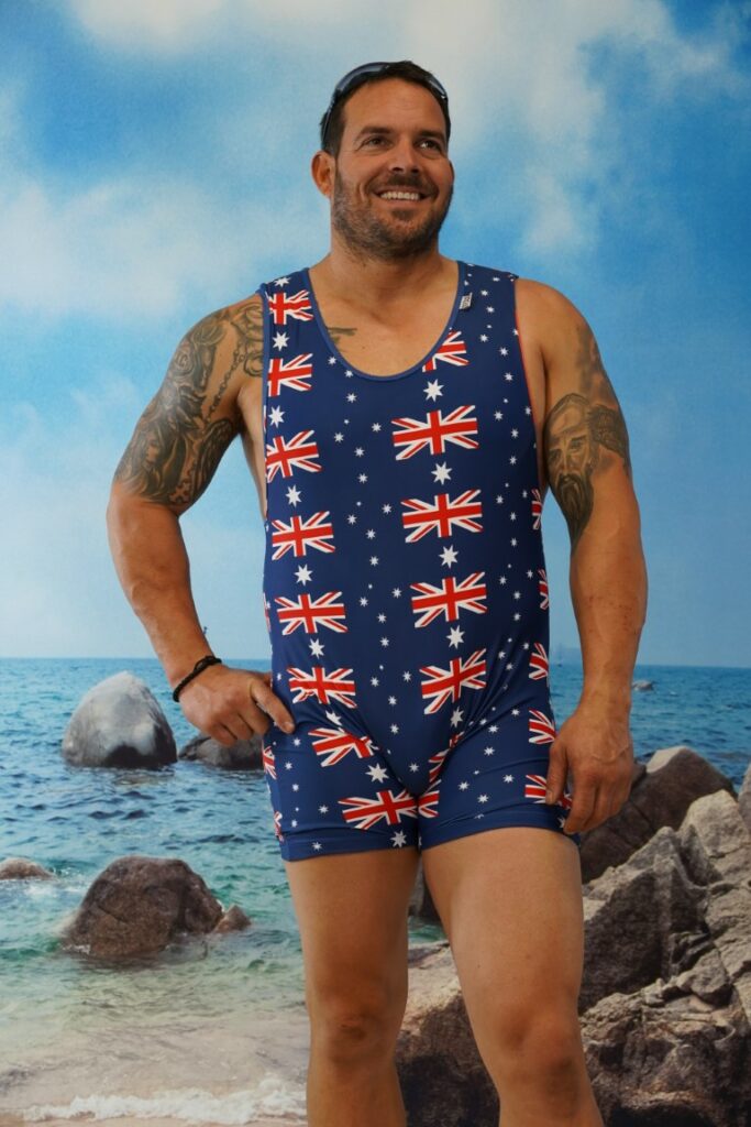 Aussie Flag T back Short Leg Male Swimsuit – Aussie Togs