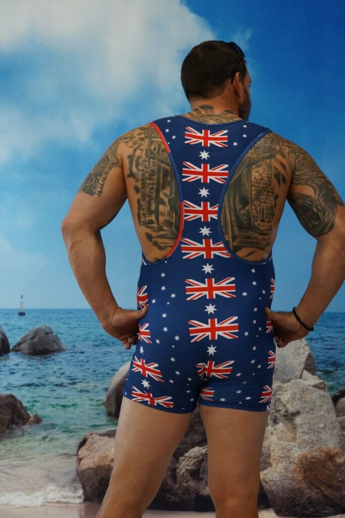 Aussie Flag T back Short Leg Male Swimsuit – Aussie Togs