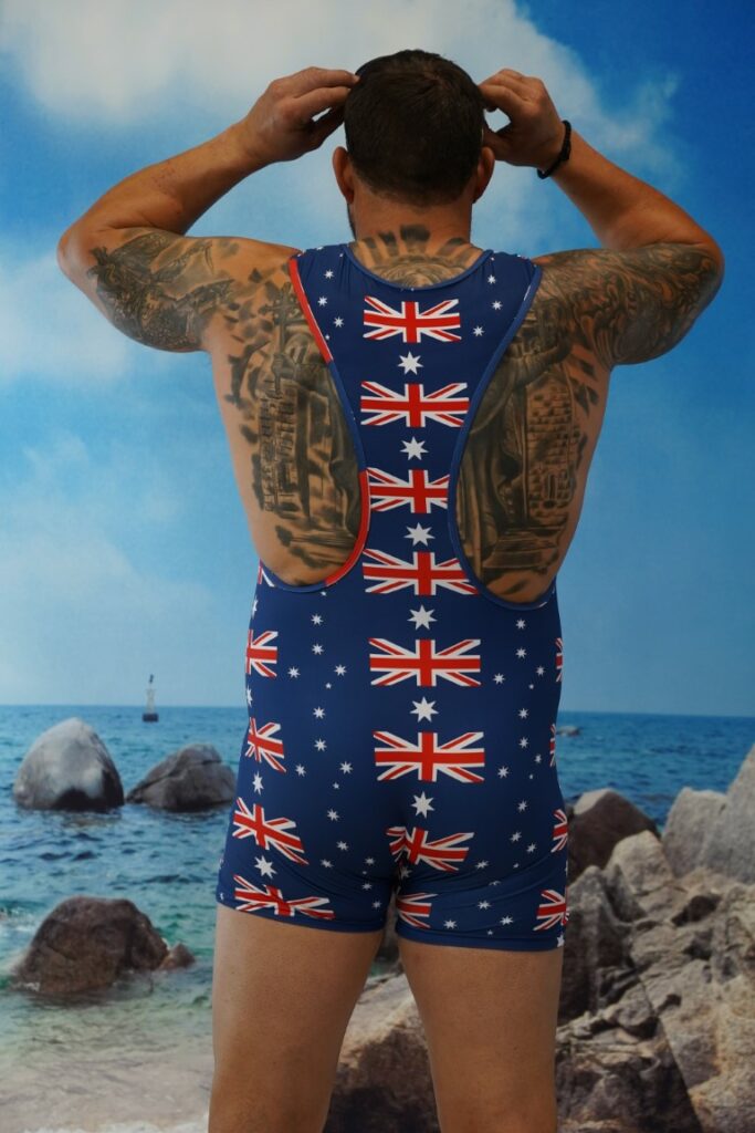 Aussie Flag T back Short Leg Male Swimsuit – Aussie Togs